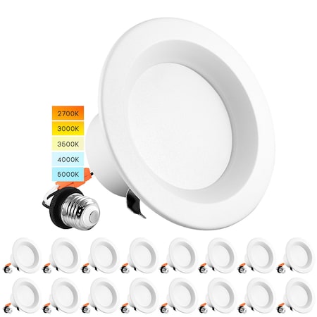 Luxrite 4" LED Recessed Can Lights 5 CCT Selectable 2700K-5000K 10W (60W Equivalent) 750LM ...